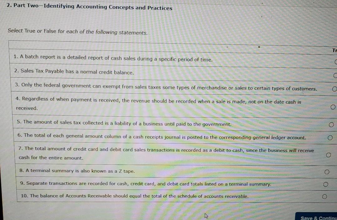 Solved 2. Part Two-Identifying Accounting Concepts and | Chegg.com