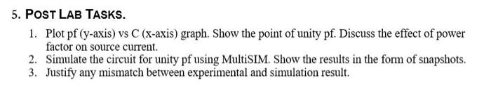 Solved Table 1 5 Post Lab Tasks 1 Plot Pf Y Axis Vs C