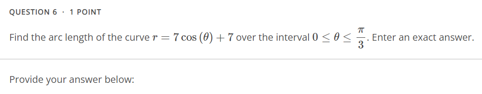 Solved QUESTION 6 - 1 ﻿POINTFind the arc length of the curve | Chegg.com