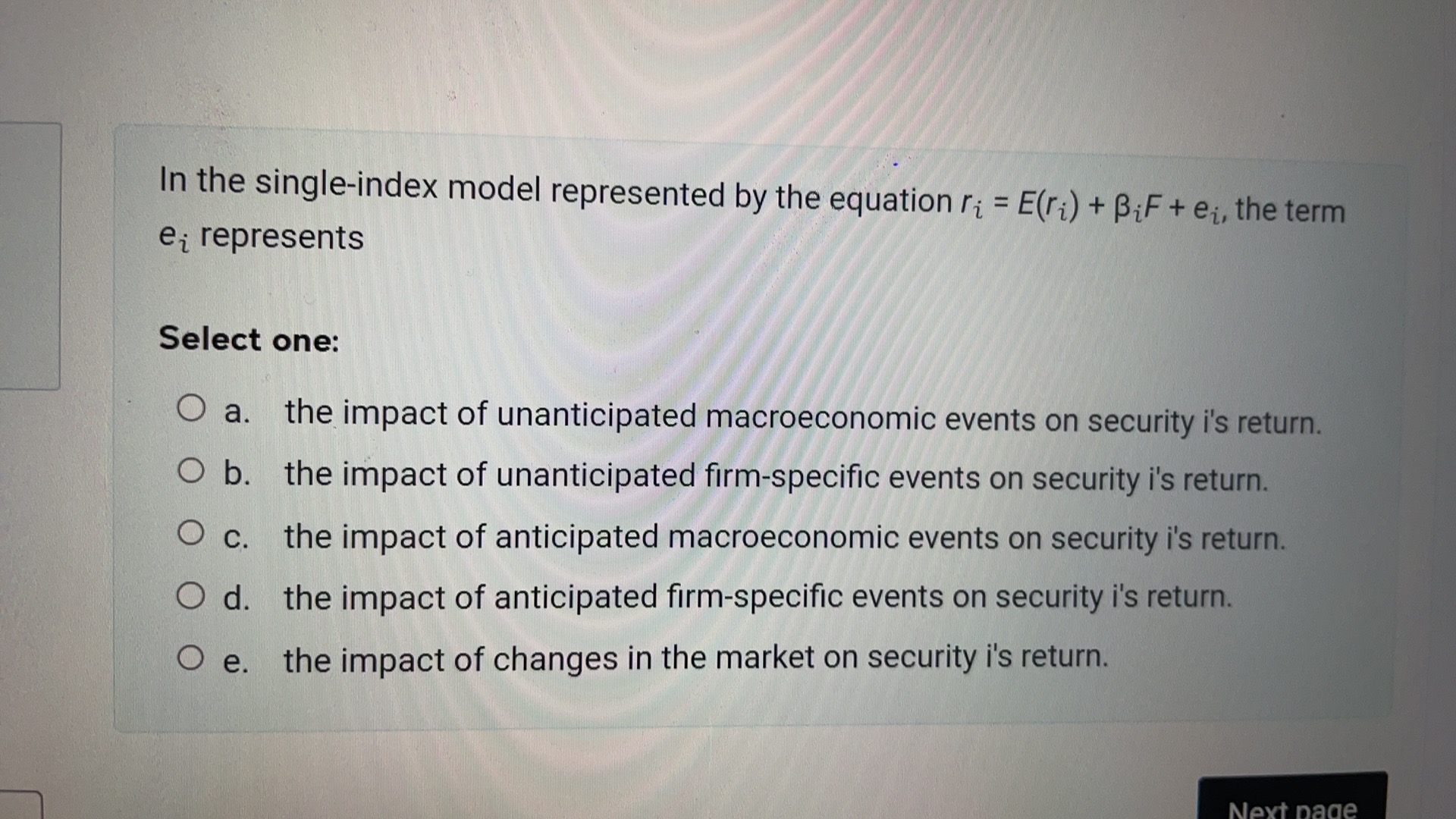 Solved In the single-index model represented by the equation | Chegg.com