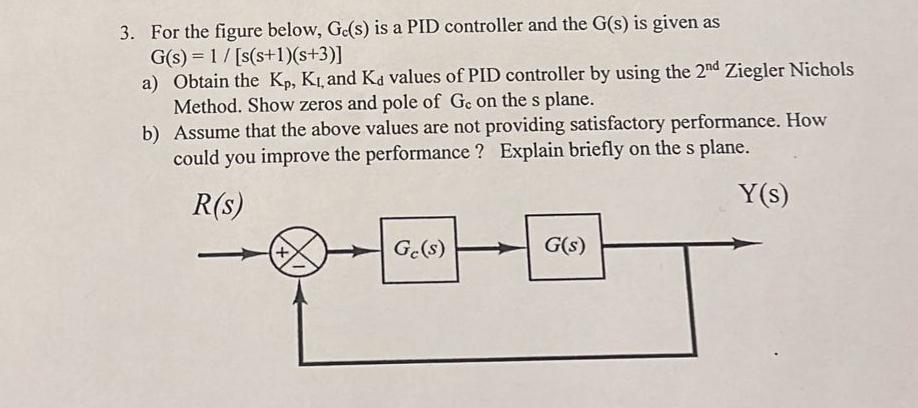 Solved For the figure below, Gc(s) ﻿is a PID controller and | Chegg.com
