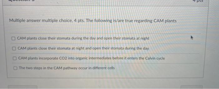 Solved Multiple answer multiple choice, 4 pts. The following | Chegg.com