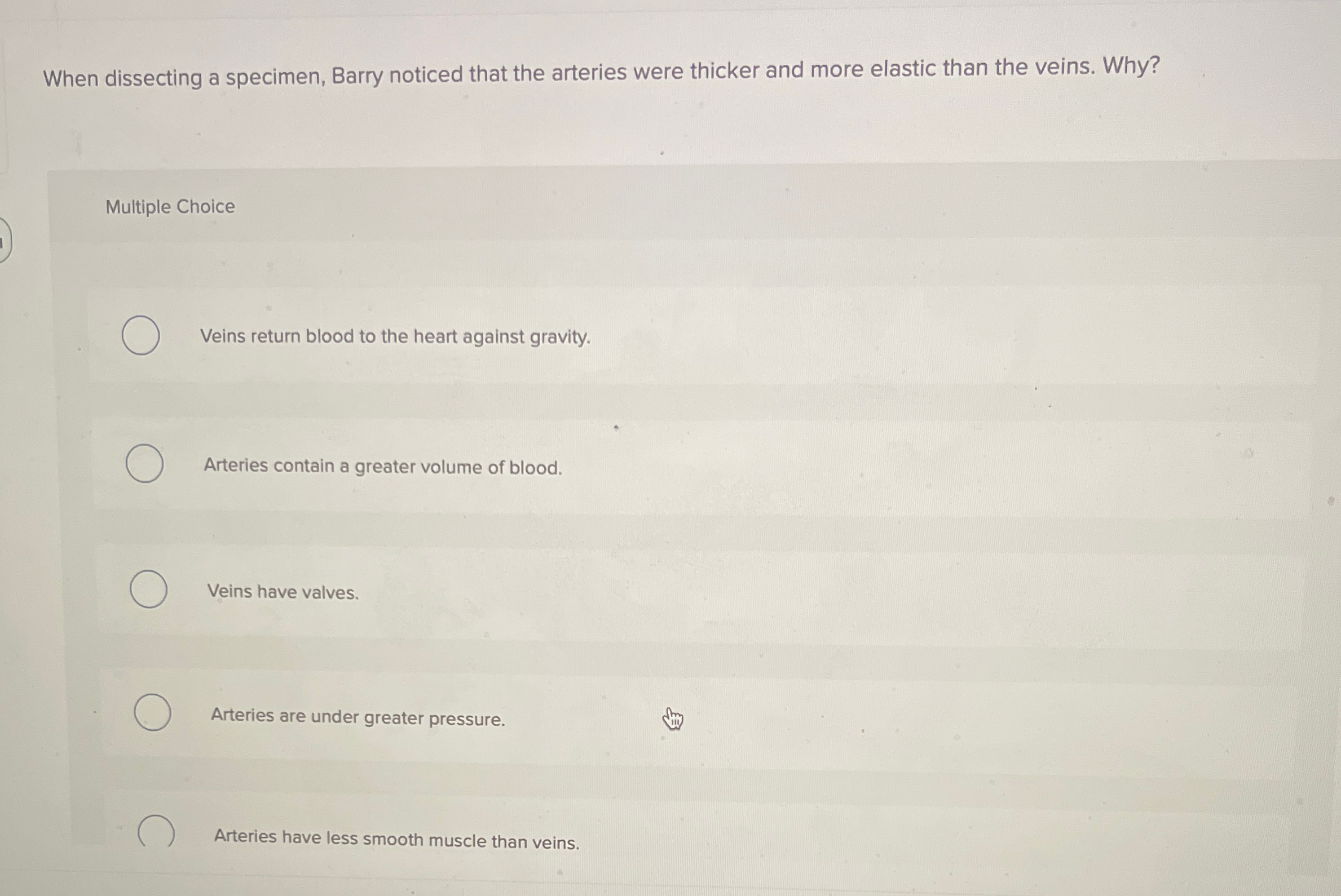 Solved When dissecting a specimen, Barry noticed that the | Chegg.com