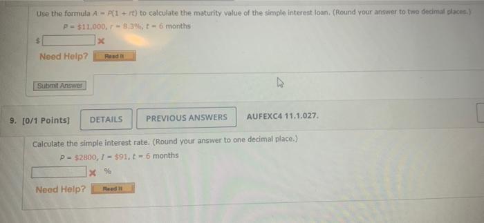 Solved Use the formula A−P(1+rt) to calculate the maturity | Chegg.com