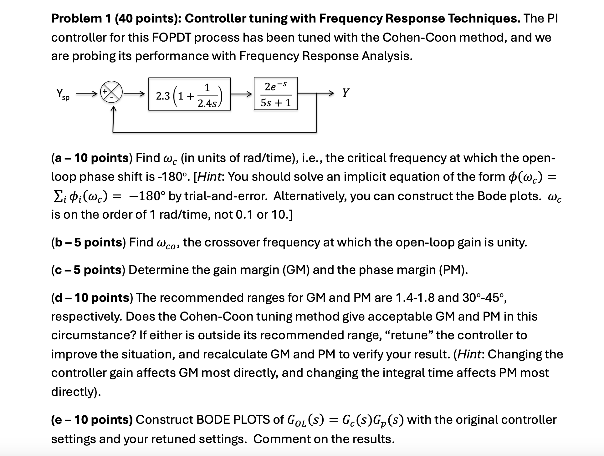 Solved Problem 1 (40 ﻿points): Controller tuning with | Chegg.com