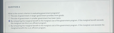 Solved QUESTION 4What is the correct criterion in evaluating | Chegg.com