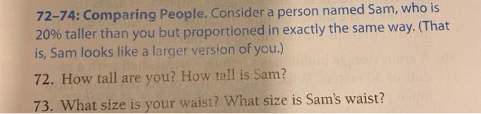 Solved 72-74: Comparing People. Consider a person named Sam, | Chegg.com
