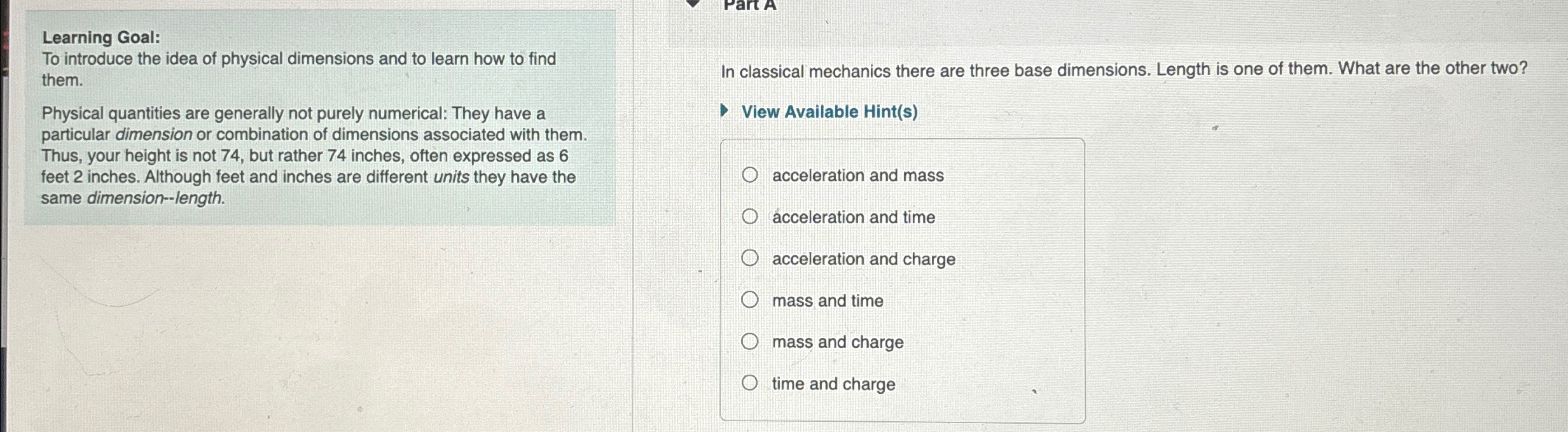 Solved Learning Goal:To introduce the idea of physical | Chegg.com