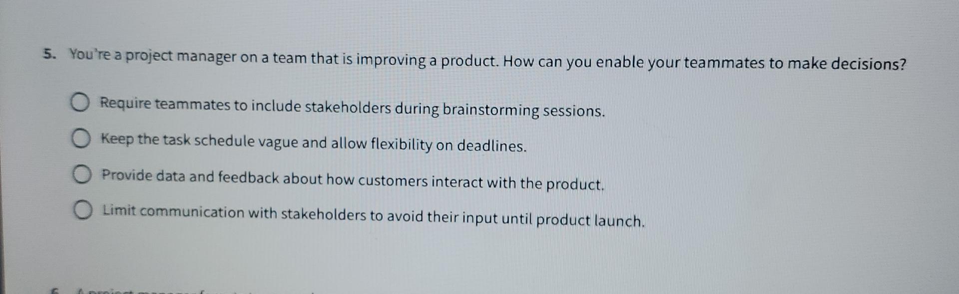 Solved You're a project manager on a team that is improving | Chegg.com