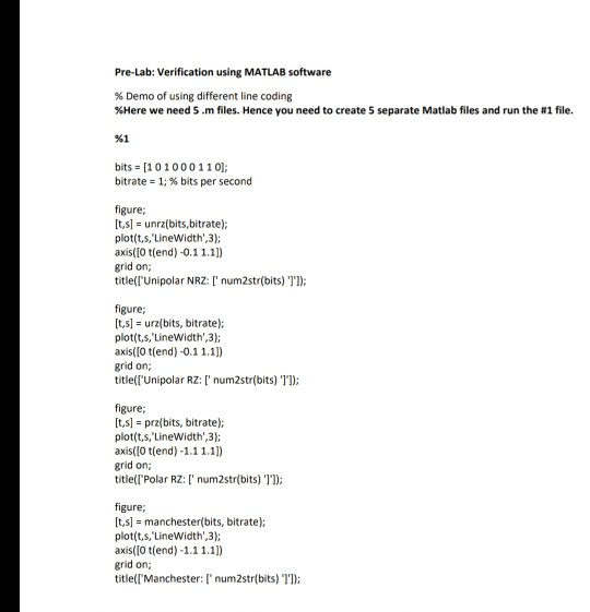 Solved Pre-Lab: Verification using MATLAB software % Demo of | Chegg.com