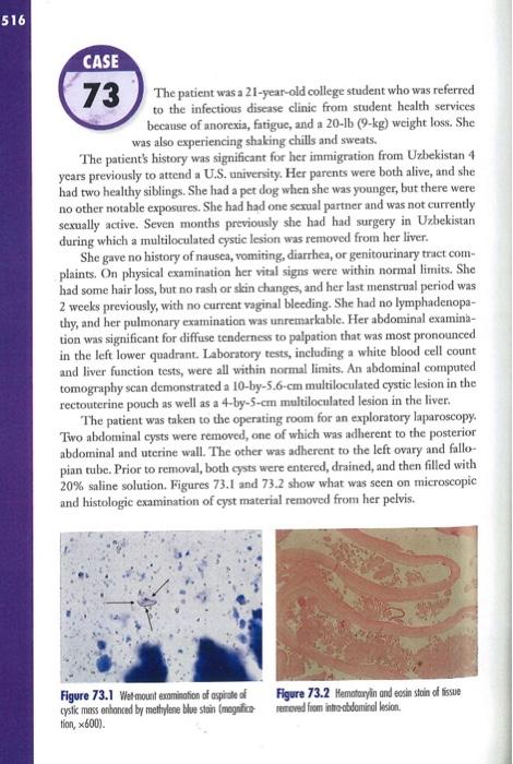 Solved CASE 73 The patient was a 21-year-old college student | Chegg.com