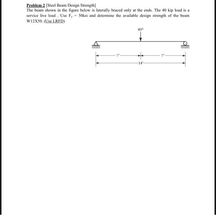 Solved Problem 2 (Steel Beam Design Strength] The beam shown | Chegg.com