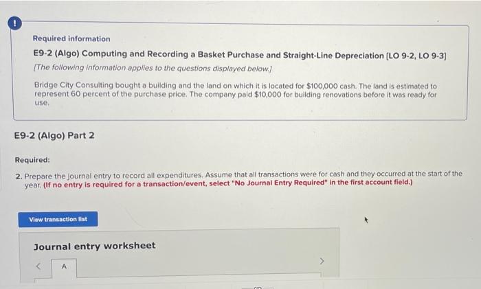 Solved Required information E9-2 (Algo) Computing and | Chegg.com