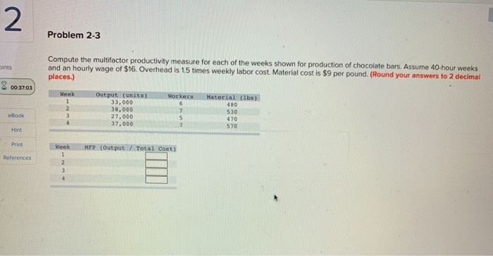 Solved Problem 2-3 sints Compute the multifactor | Chegg.com