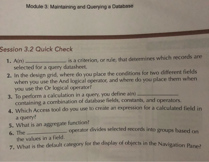 Solved Module 3: Maintaining and Querying a Database Session | Chegg.com Solved Module 3: Maintaining and Querying a Database Session | Chegg.com