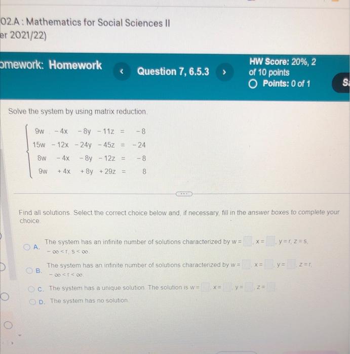 Solved O2.A: Mathematics for Social Sciences II er 2021/22) | Chegg.com