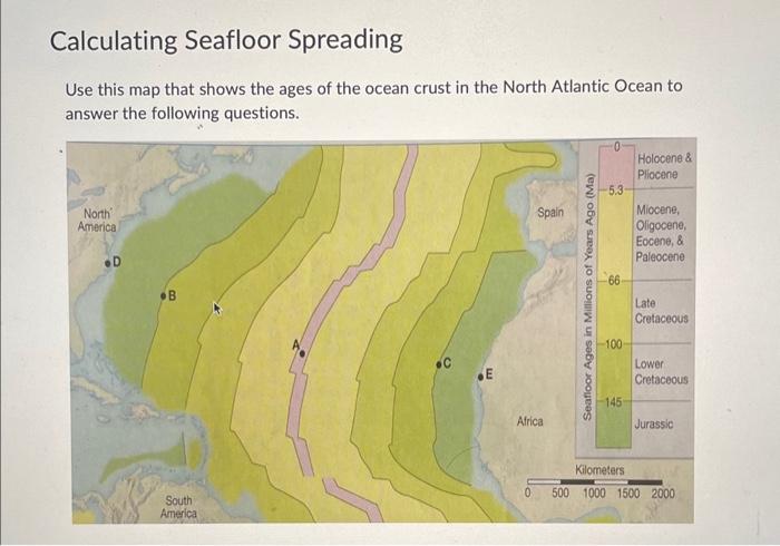 Solved Calculating Seafloor Spreading Use this map that | Chegg.com
