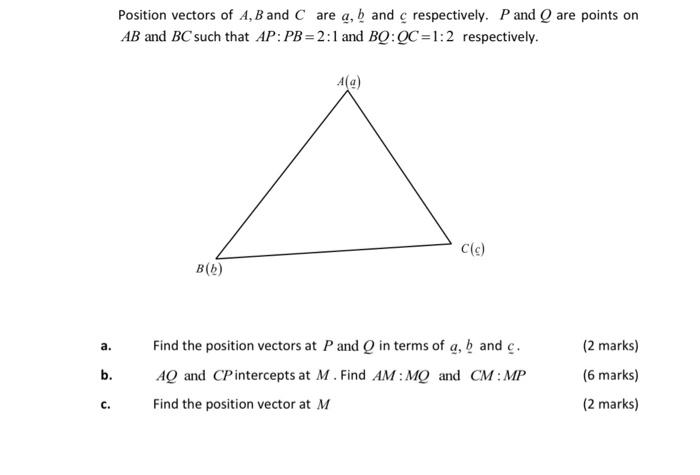 Solved Position vectors of A,B and C are ∼bb and ∼c | Chegg.com