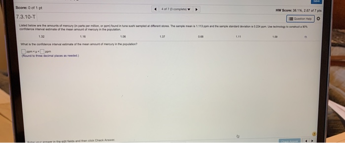 Solved Score oft pt 4 of 7 complete 7.3.10-T HW Score: | Chegg.com