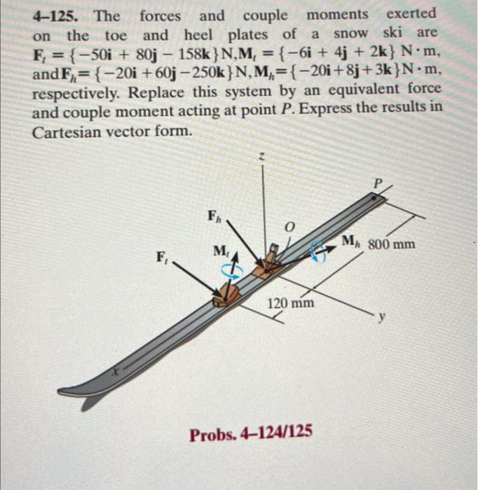Solved 4-125. The forces and couple moments exerted on the | Chegg.com