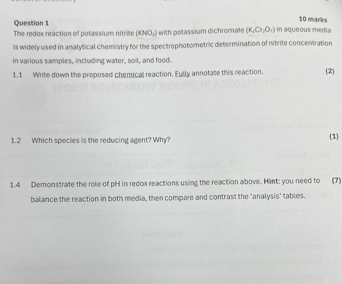 Solved Question 110 ﻿marksThe redox reaction of potassium | Chegg.com