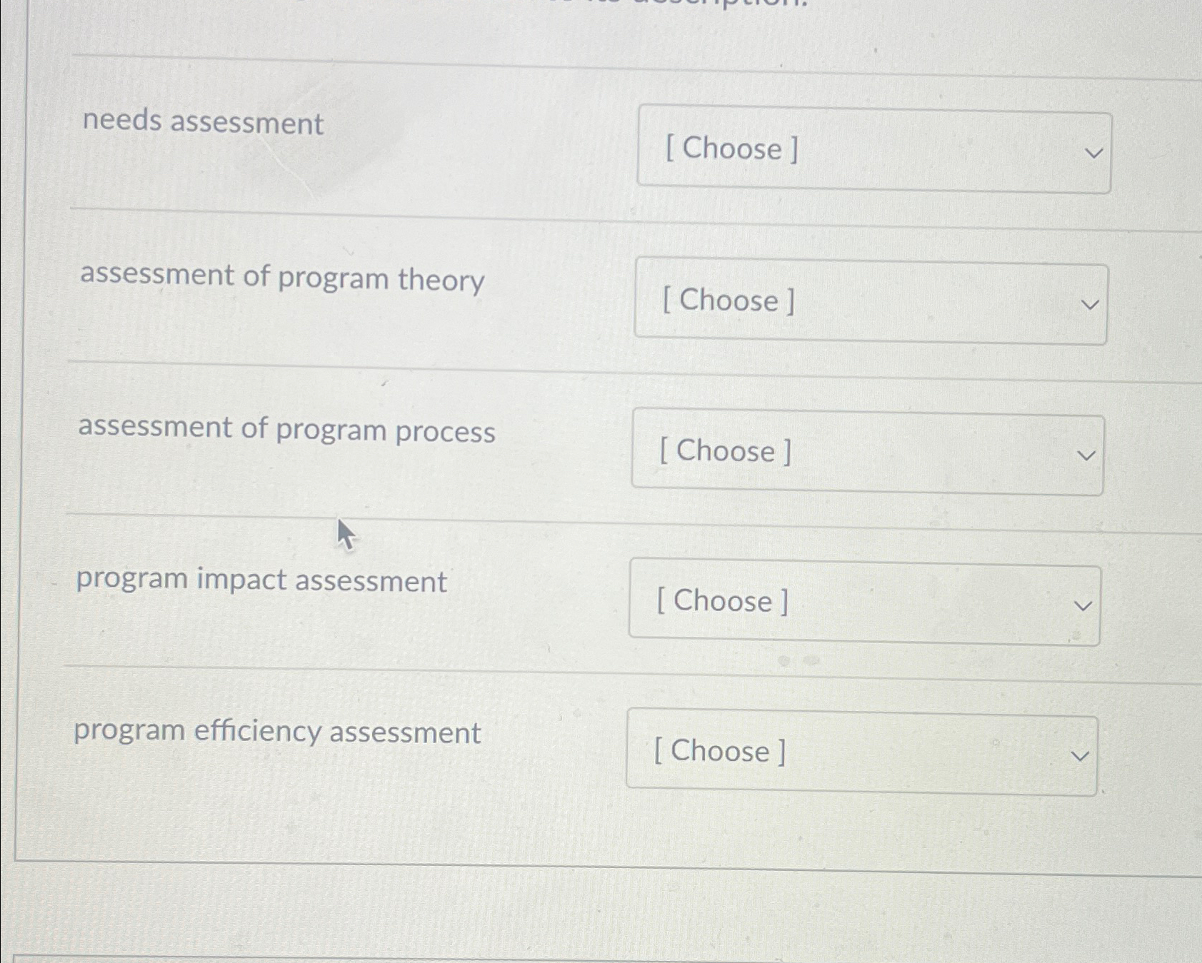 Solved needs assessmentassessment of program | Chegg.com