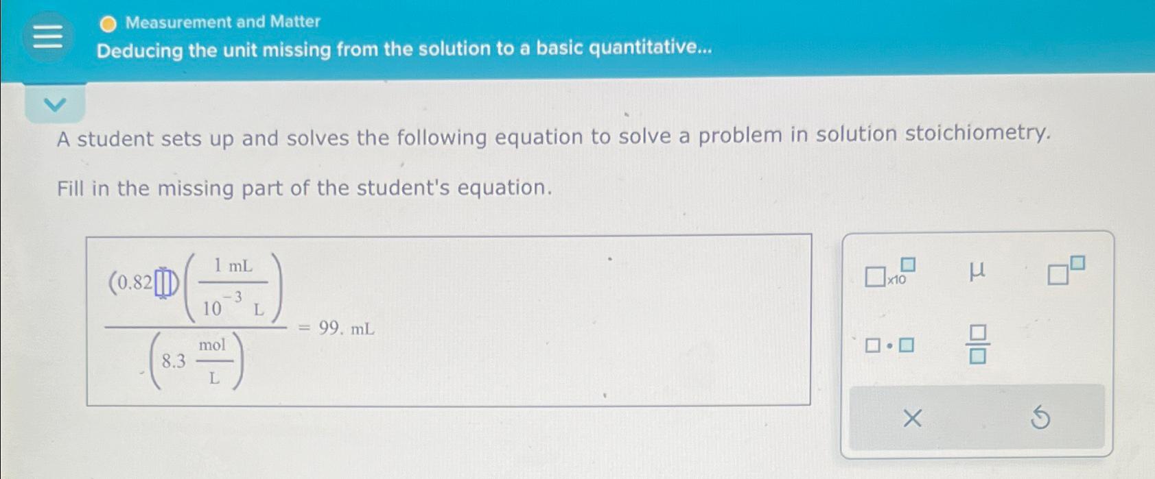 Solved Measurement and MatterDeducing the unit missing from | Chegg.com