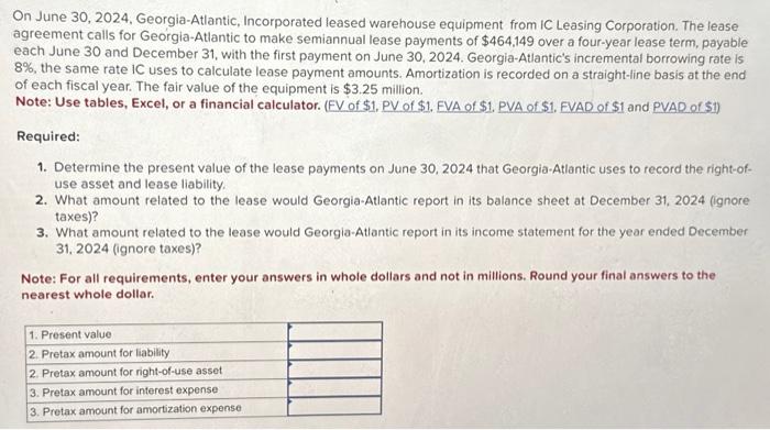 Solved On June 30, 2024, Georgia-Atlantic, Incorporated | Chegg.com