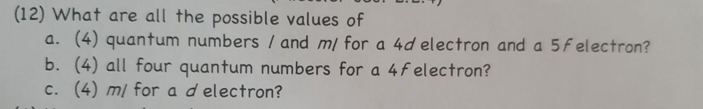 Solved (12) What are all the possible values of a. (4) | Chegg.com