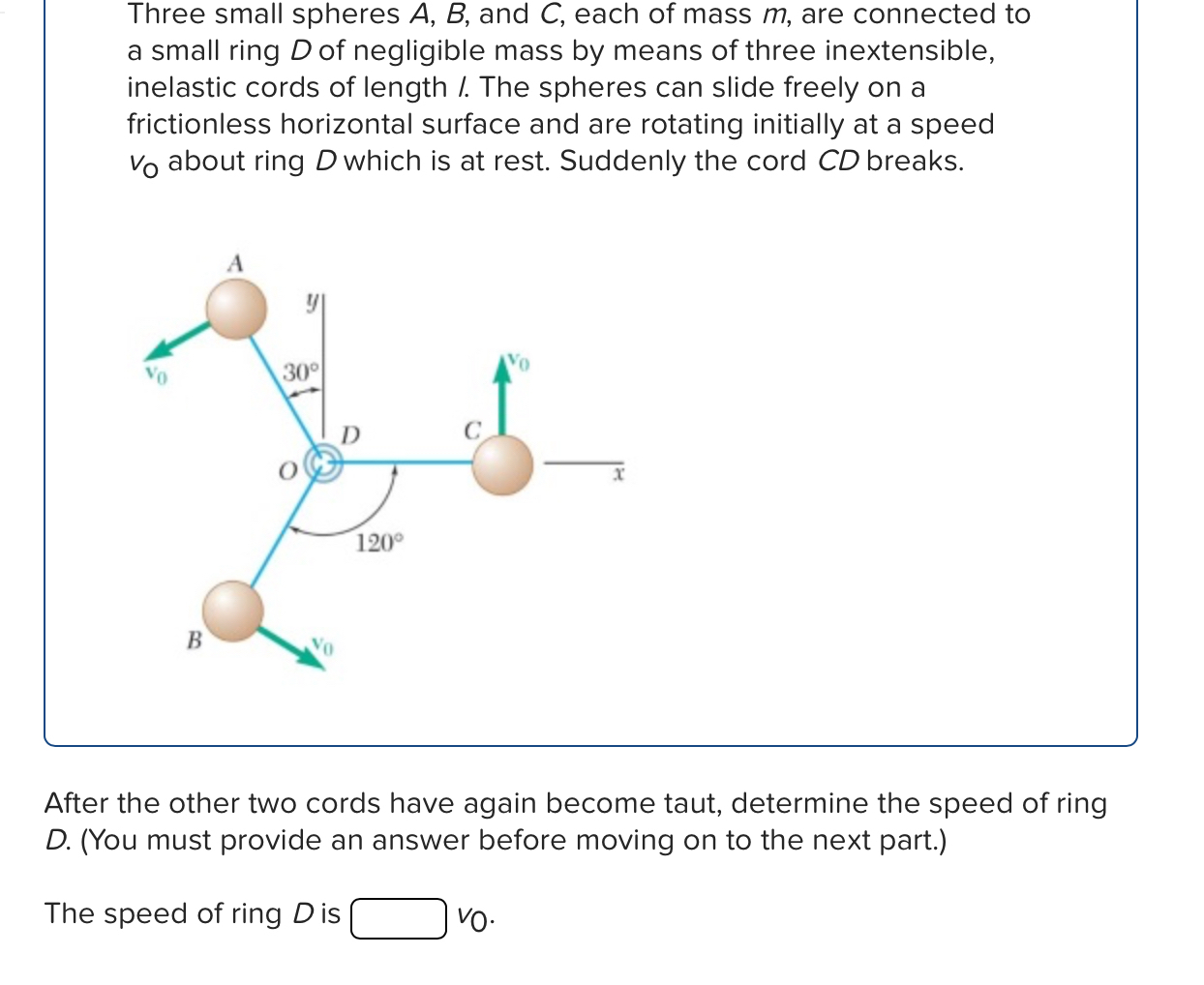 Solved Three small spheres A,B, and C, each of mass m, are | Chegg.com
