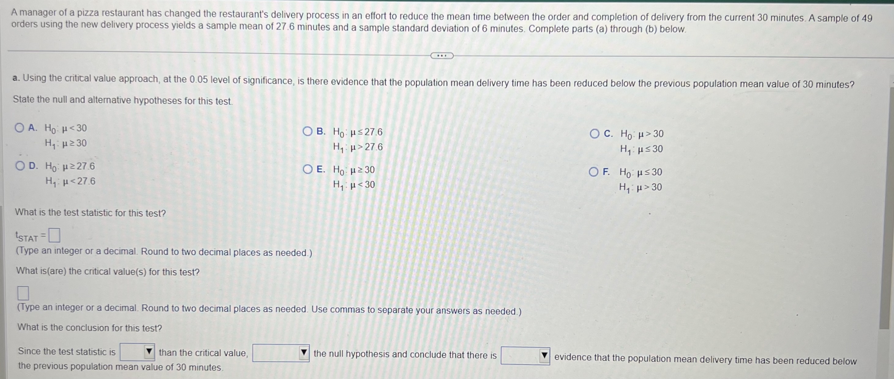 Solved orders using the new delivery process yields a sample | Chegg.com