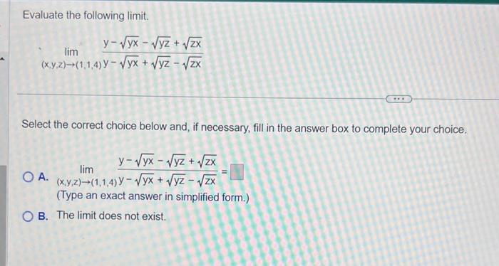 Solved Evaluate The Following Limit