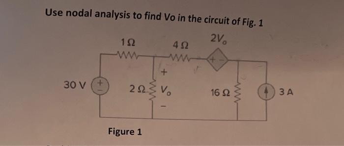 Solved Use nodal analysis to find Vo in the circuit of Fig. | Chegg.com