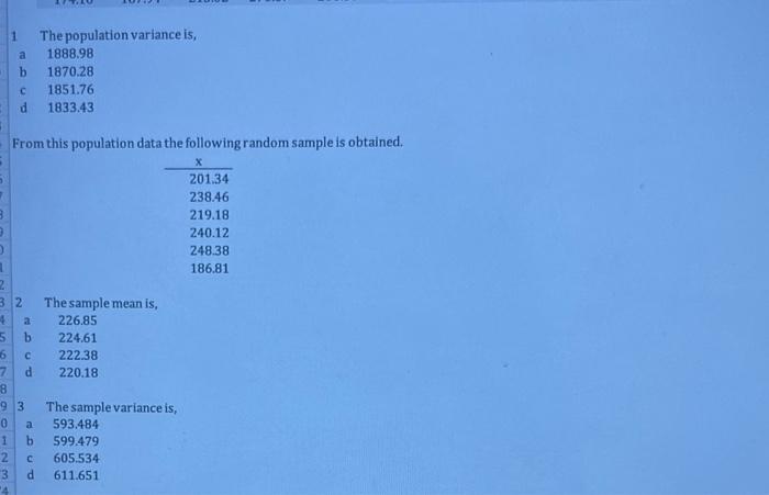 Solved Use the following POPULATION data to answer questions | Chegg.com