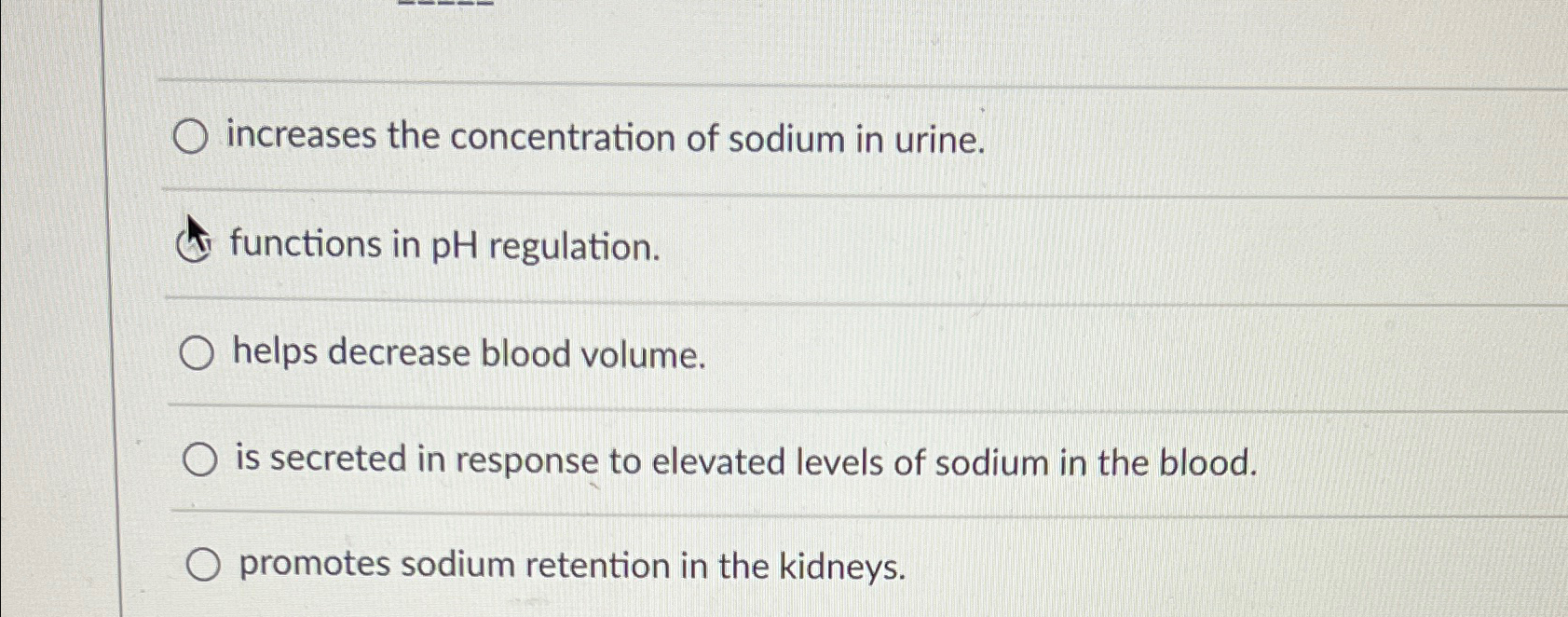 Solved increases the concentration of sodium in | Chegg.com