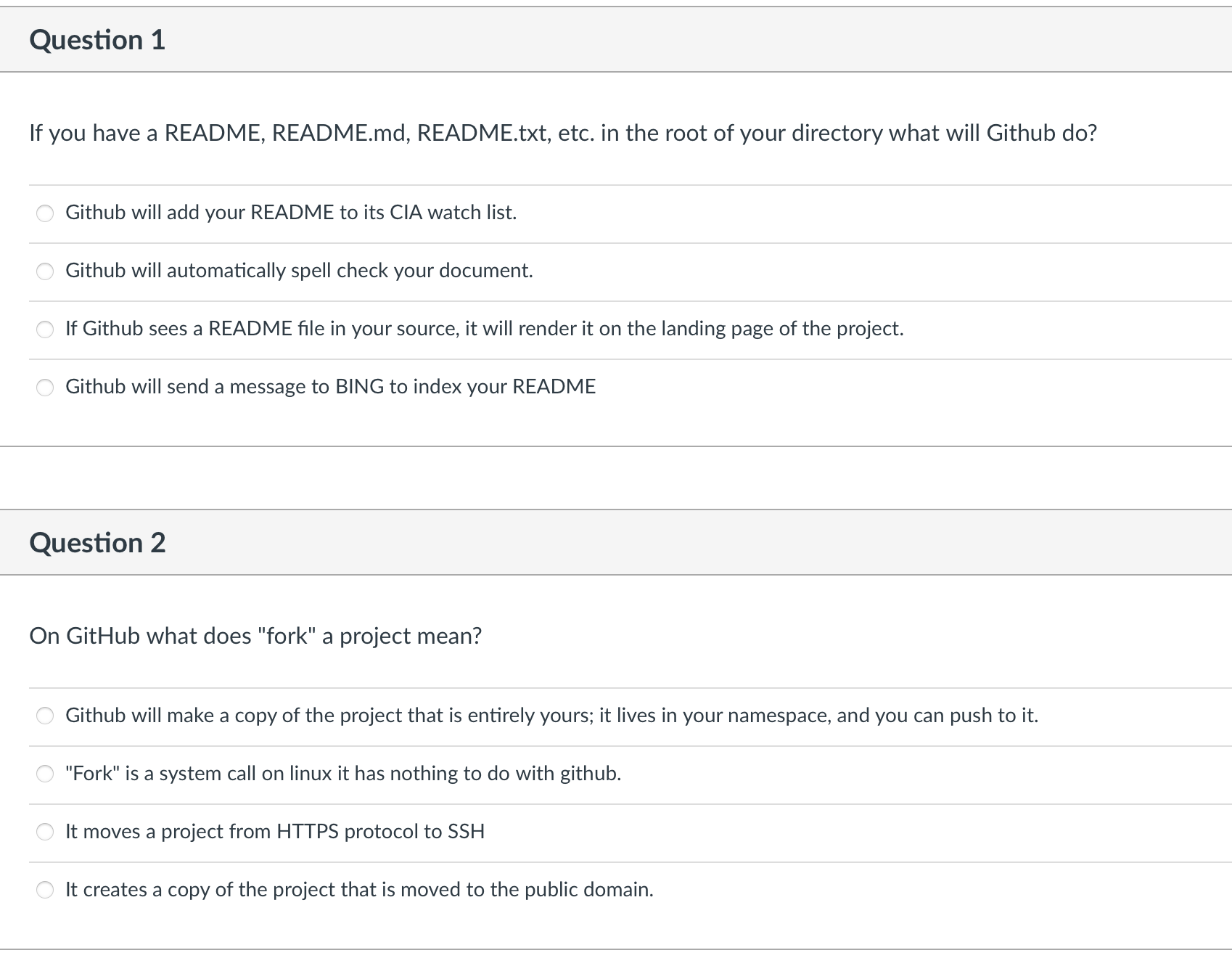 Solved Question 1If you have a README, README.md, | Chegg.com