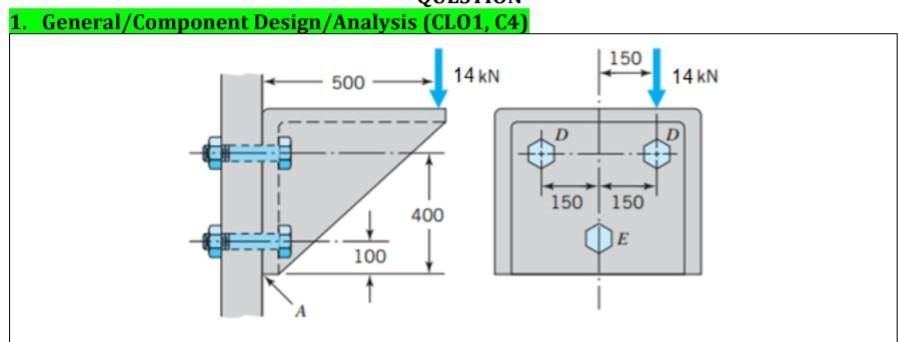 Solved Figure above shows a vertically loaded bracket | Chegg.com