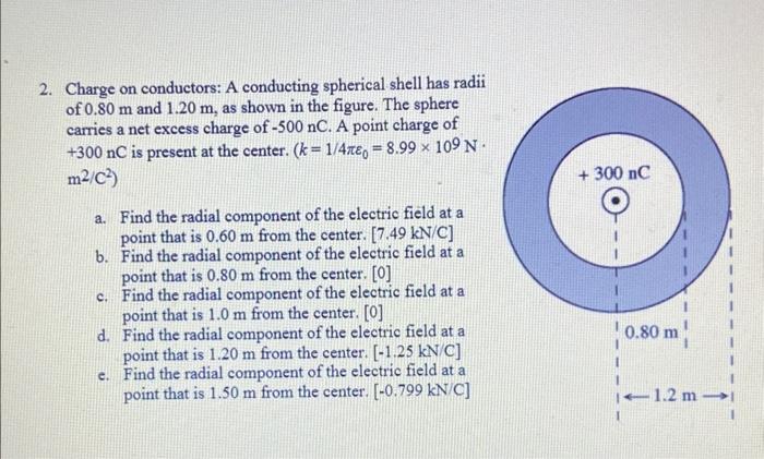 Solved 2. Charge on conductors: A conducting spherical shell | Chegg.com