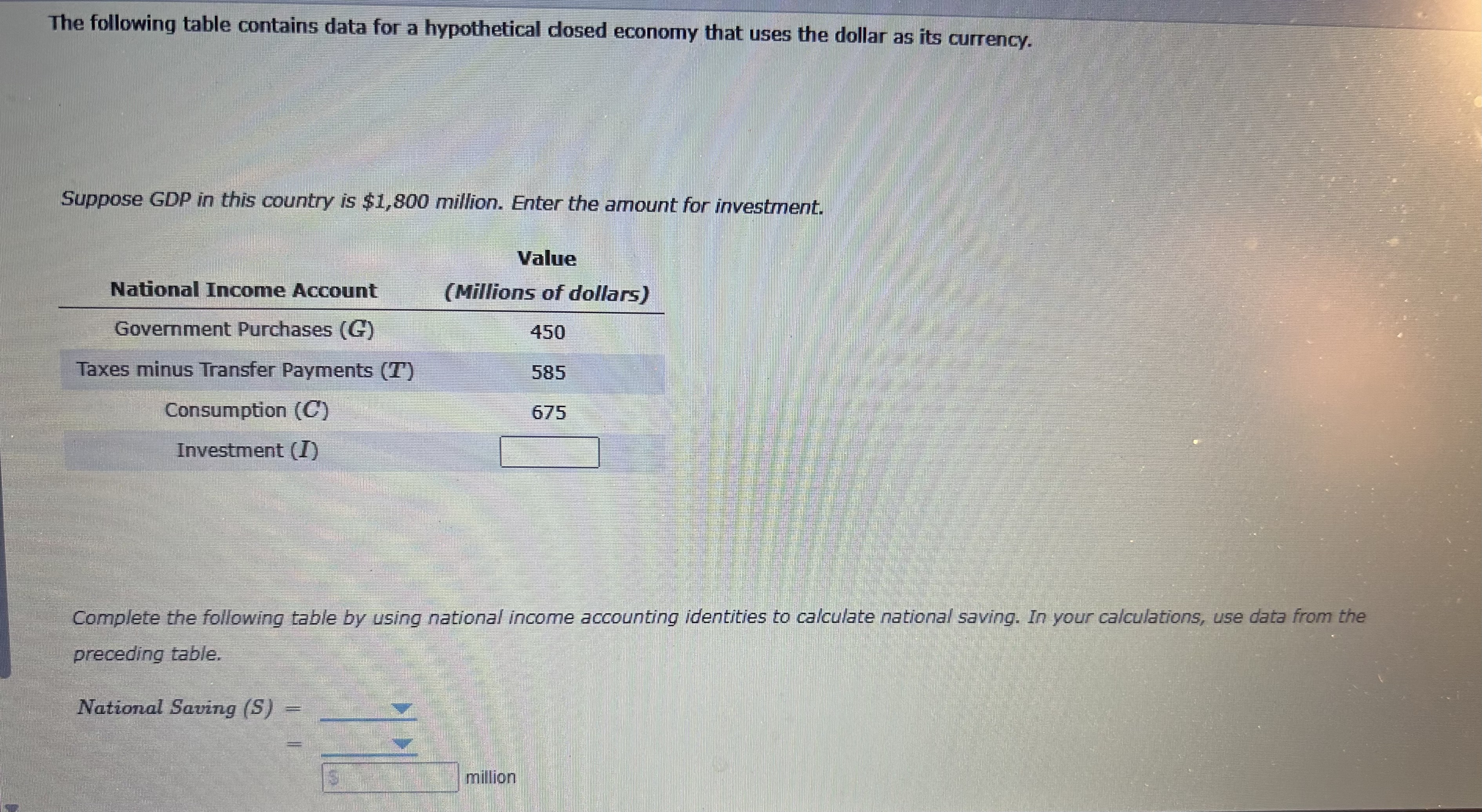 Solved The following table contains data for a hypothetical | Chegg.com