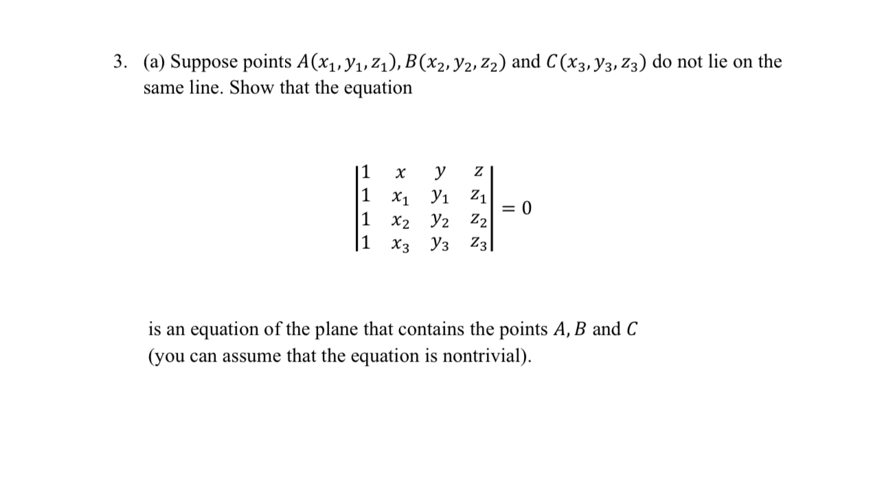 Solved (a) ﻿Suppose points A(x1,y1,z1),B(x2,y2,z2) ﻿and | Chegg.com