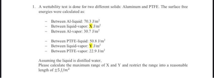 Solved 1. A wettability test is done for two different | Chegg.com
