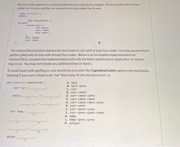 Solved Below Is Code Segment For A Doubly Linked List Class
