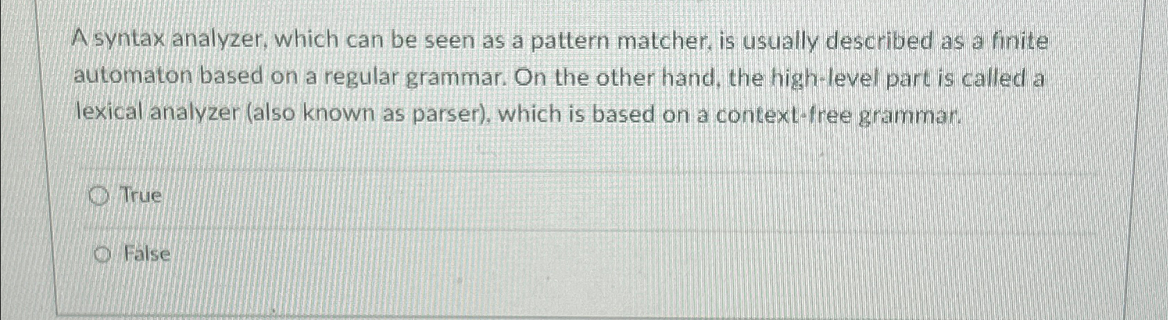 Solved A syntax analyzer, which can be seen as a pattern | Chegg.com