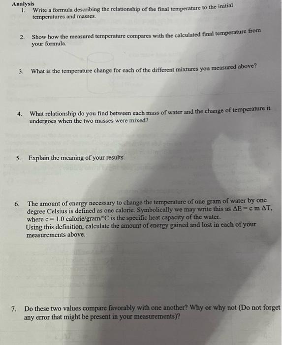 Solved Analysis 1. Write a formula describing the | Chegg.com