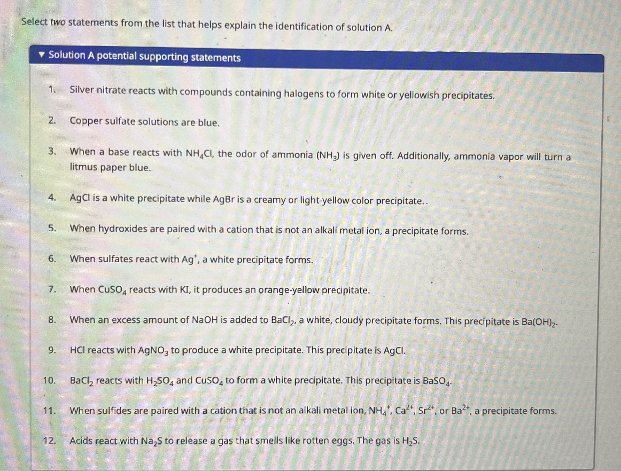 Solved Select two statements from the list that helps | Chegg.com