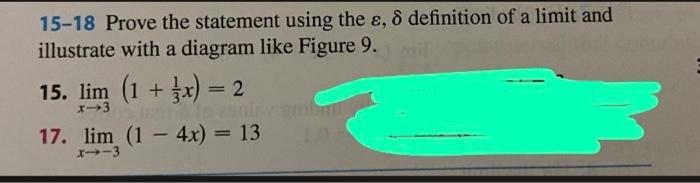 Solved 15-18 Prove the statement using the 8, 8 definition | Chegg.com