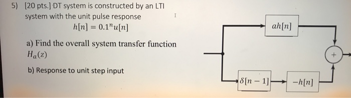 Solved 5) (20 pts.] DT system is constructed by an LTI | Chegg.com