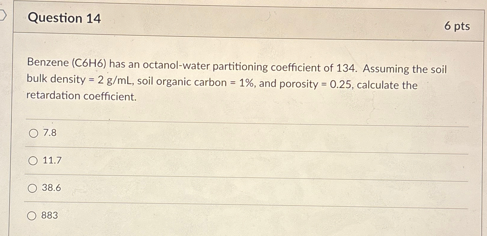 Solved Question 146 ﻿ptsBenzene ( C6H6 ) ﻿has an | Chegg.com