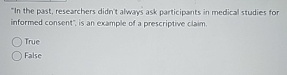 Solved "In the past, researchers didn't always ask | Chegg.com