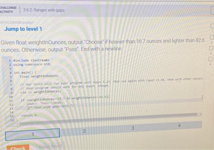 Solved CHALLENGE ACTIVITY 3.6.2 Ranges with gaps. | Chegg.com